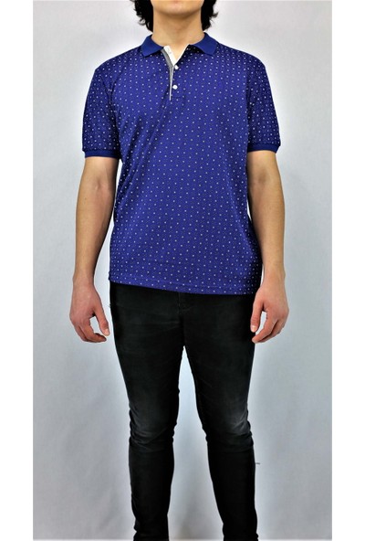 Fahrettin Moda Mavi Desenli E-1037 Polo Yaka Klasik Tshirt Fahrettin Moda Mavi Desenli E-1037 Polo Yaka Klasik Tshirt