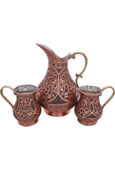 Nusnus Bakır Sürahi + 6 Bardak Rose Gold Nusnus Bakır Sürahi + 6 Bardak Rose Gold