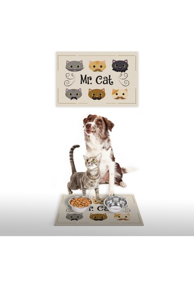 Water Food Kedi Köpek Mr. Cat Dijital Baskılı 35X50 Dekoratif Çok Amaçlı Mama Altlığı Mama Paspası Water Food Kedi Köpek Mr. Cat Dijital Baskılı 35X50 Dekoratif Çok Amaçlı Mama Altlığı Mama Paspası