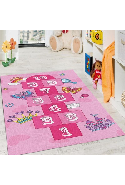 Tekstil Sepeti Kadife Kumaş Lastikli Çocuk Halı Örtüsü Seksek Tekstil Sepeti Kadife Kumaş Lastikli Çocuk Halı Örtüsü Seksek