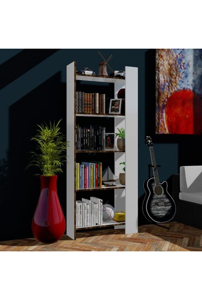 Fokai Wood Yönsüz Beyaz Kitaplık Raf