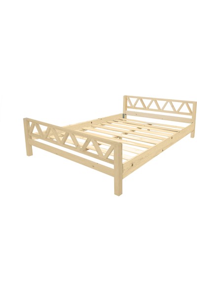 Milena Çift Kişilik Doğal Masif Ahşap Karyola Vernikli Doğal