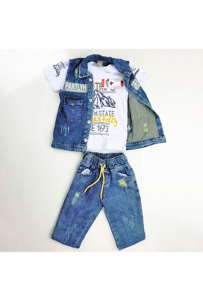 Alg 3lü Yazlık Takım Tişörtlü Yelekli Kot Pantolun