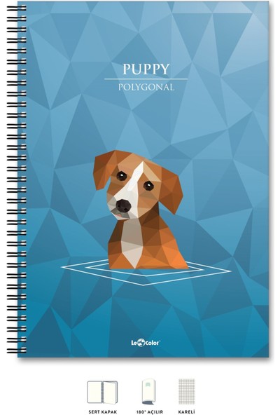 A4 Defter Kareli 200 syf Köpek Polygonal