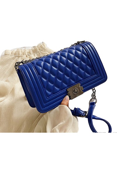 Bao Lüks Marka Tasarımcısı Bayan Zincir Omuz Çantası Eşkenar Dörtgen Pu Deri Crossbody Çanta (Yurt Dışından)