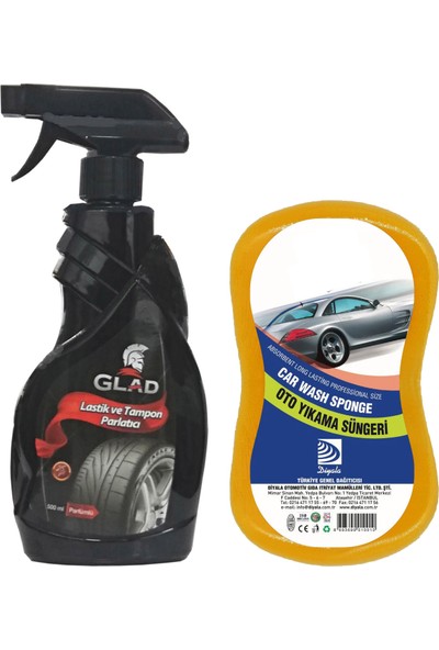 Glad Lastik ve Tampon Parlatıcı – 500 ml + Temizleme Süngeri Glad Lastik ve Tampon Parlatıcı – 500 ml + Temizleme Süngeri
