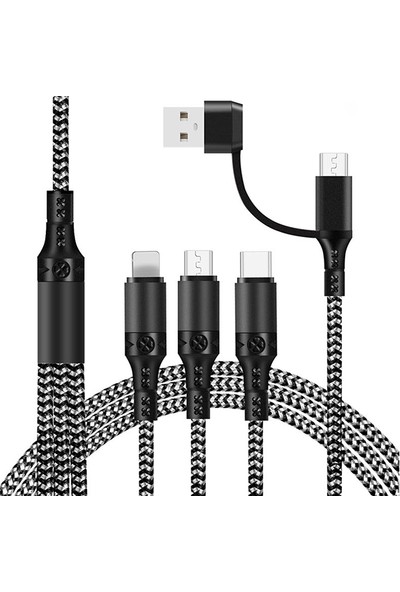 Vendas Kopmaz Halat 3'lü Başlık Type-C ve USB Seçenekli 1.2 Metre Hızlı Şarj Destekli Data ve Şarj Kablosu Vendas Kopmaz Halat 3'lü Başlık Type-C ve USB Seçenekli 1.2 Metre Hızlı Şarj Destekli Data ve Şarj Kablosu