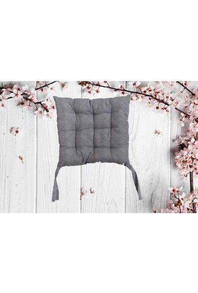 Elyaf Dolgulu Dekoratif Gri Sandalye Minderi