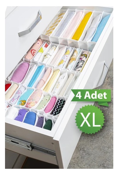 Volaconcept Çok Amaçlı 8 Bölmeli Akordiyon Çekmece ve Dolap Içi Düzenleyici 30 x 39 x 14 cm Xl- 4 Adet
