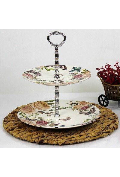 Paradice Desenli İki Katlı Kurabiyelik & Meyvelik