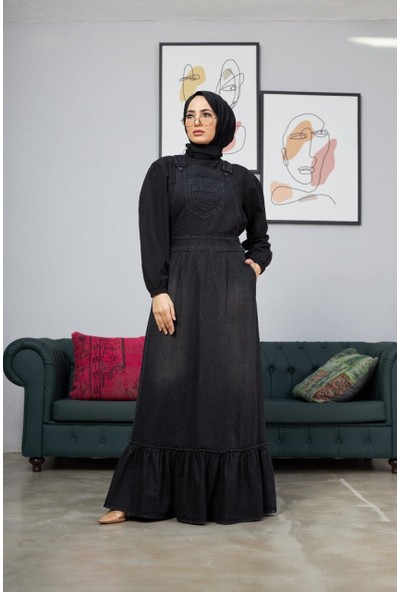 Neways Etek Ucu Fırfırlı Salopet Siyah Neways 2263