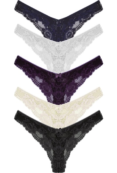 Hnx 5'li Dantelli Brazil Kadın Tanga Külot