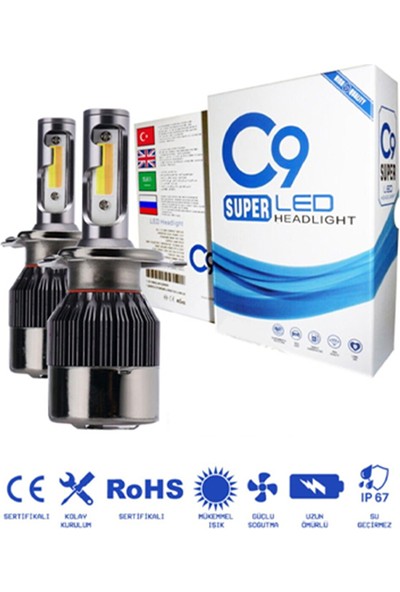 C9 Trio Üç Renk LED Xenon Far Ampulü Sarı Beyaz Gün Işığı 9400 Lümen 10000K H11 C9 Trio Üç Renk LED Xenon Far Ampulü Sarı Beyaz Gün Işığı 9400 Lümen 10000K H11
