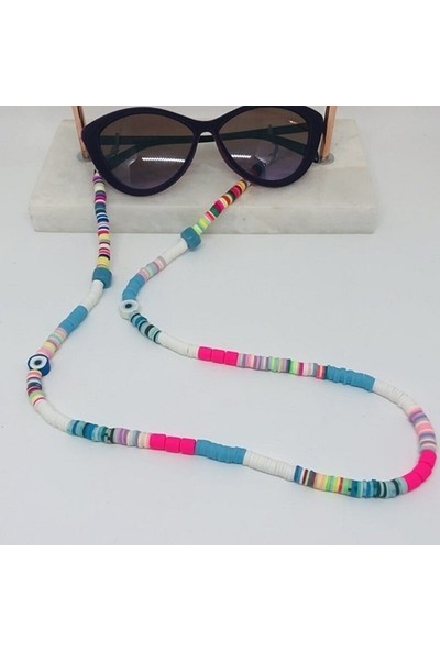 Sibelya Aksesuar Cam Göz ve Bodrum Boncuk Kolye + Gözlük Askısı