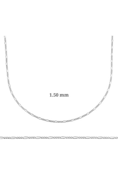 Nikadu 1.50 mm Gümüş Figaro Zincir - 0.40 Mikron