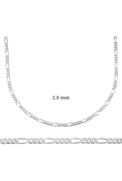 Nikadu 2.8 mm Gümüş Figaro Zincir - 0.80 Mikron