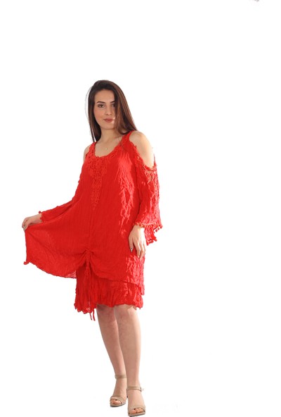 Kadın Otantik Italyan Ipek/keten Yazlık Büyük Beden Elbise