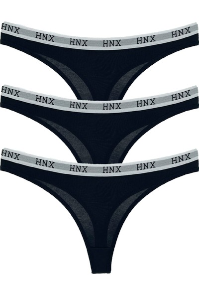 Hnx 3'lü Pamuklu Jakar Lastik Tanga Kadın Külot
