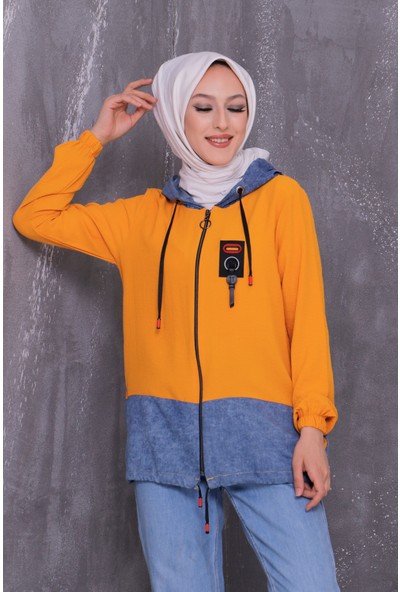 İmaj Butik Kot Detaylı Armalı Tesettür Hırka/hardal İmaj Butik Kot Detaylı Armalı Tesettür Hırka/hardal