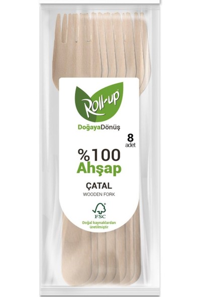 Kumsal Mutfak Doğaya Dönüşümlü Ahşap Çatal 8'li Kumsal Mutfak Doğaya Dönüşümlü Ahşap Çatal 8'li