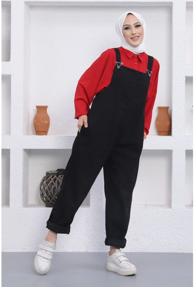 İmaj Butik Ön Cep Detaylı Tesettür Tulum/siyah İmaj Butik Ön Cep Detaylı Tesettür Tulum/siyah