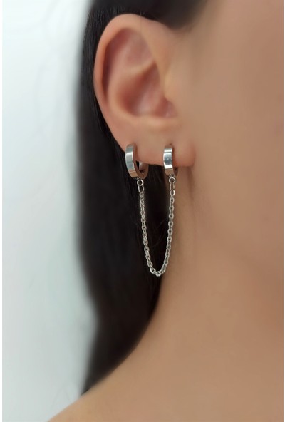 ÇLK Accessories Çelik Zincir Halka Küpe TRKÜPE34484