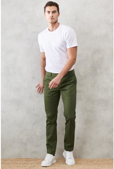 Altınyıldız Classics Slim Fit Armürlü Yan Cepli Pamuklu Chino Pantolon