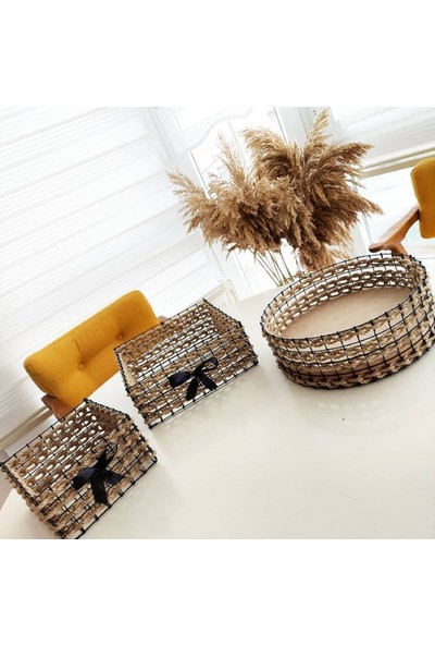 Egindra Hasır Tel Kare ve Yuvarlak 3lü Sepet-Peçetelik 3lü Set Egindra Hasır Tel Kare ve Yuvarlak 3lü Sepet-Peçetelik 3lü Set