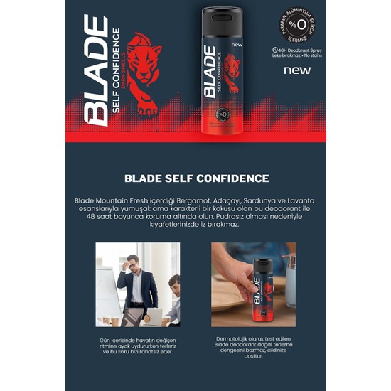 Blade Deodorant Self Confidence 150 ml Fiyatı - Taksit Seçenekleri