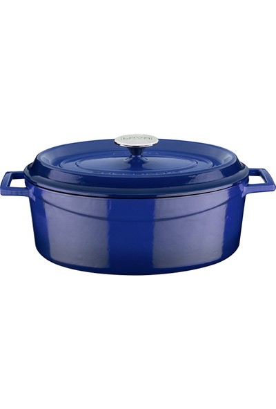 Lava Döküm Oval Tencere. Ölçü 23X29Cm. - Mavi Lava Döküm Oval Tencere. Ölçü 23X29Cm. - Mavi