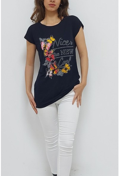 Luwi Shopping Baskılı Tişört Lacivert 2