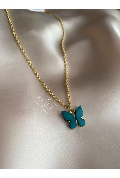 Vivi Light Takı Yeşil Kelebek Kolye