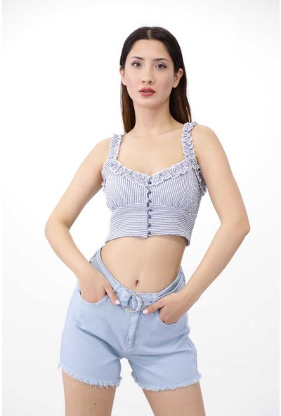 Modaline Paça Püsküllü Halka Kemerli Şort