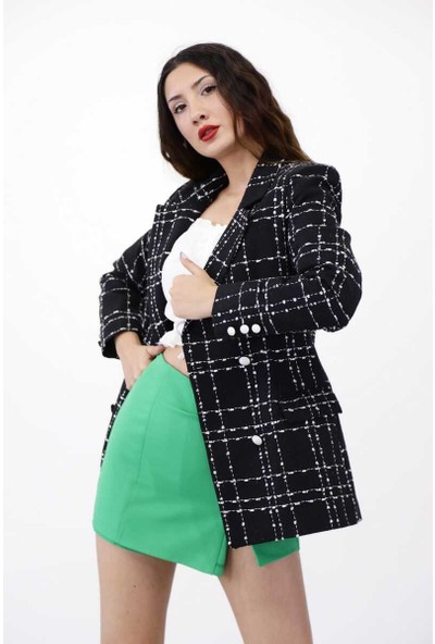 Modaline Çift Düğmeli Çizgili Ceket Modaline Çift Düğmeli Çizgili Ceket