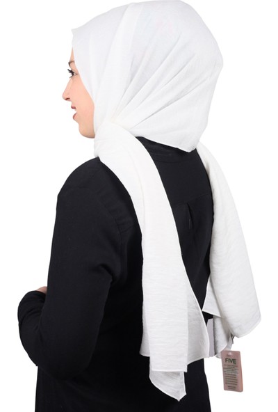 Five 13376 Düz Renk Junset Şal - Desen-01 - Beyaz