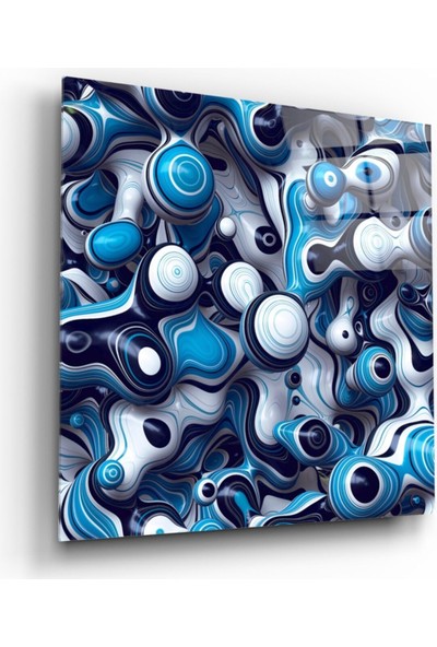 Pi Dekorasyon Mavi Baloncuklar Cam Tablo Pi Dekorasyon Mavi Baloncuklar Cam Tablo