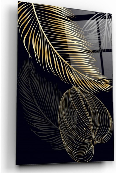 Pi Dekorasyon Gold Yapraklar Cam Tablo Pi Dekorasyon Gold Yapraklar Cam Tablo