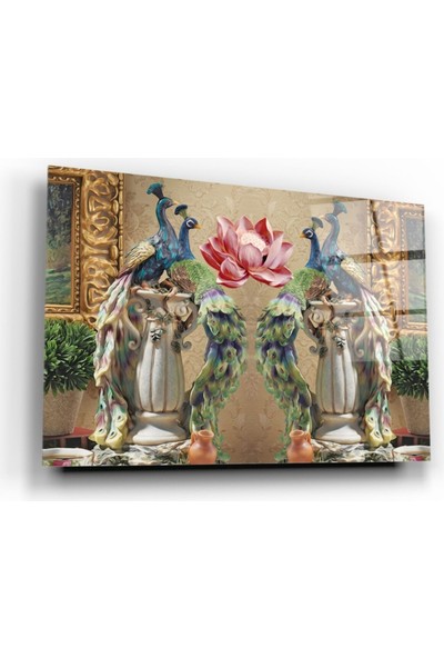 Pi Dekorasyon Tavus Kuşları Cam Tablo Pi Dekorasyon Tavus Kuşları Cam Tablo