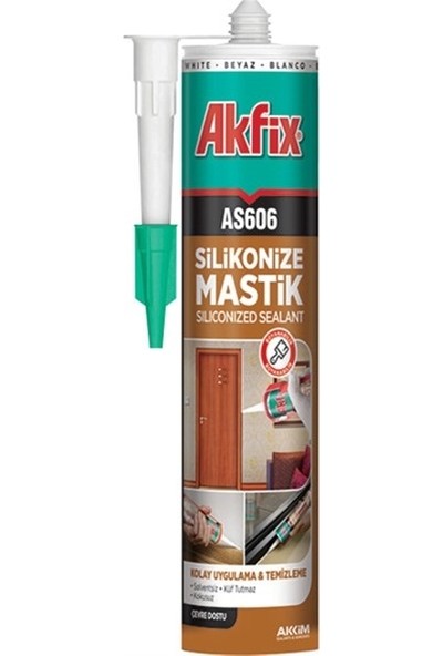 Akfix Silikonize Mastik Beyaz As606 Akfix Silikonize Mastik Beyaz As606