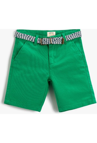 Koton Şort Kemerli Cepli Diz Üstü Pamuklu
