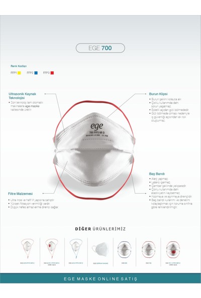 Ege Maske Ege 700 Ffp3 Nr N99 Ventilsiz Maske 40'lı Ege Maske Ege 700 Ffp3 Nr N99 Ventilsiz Maske 40'lı