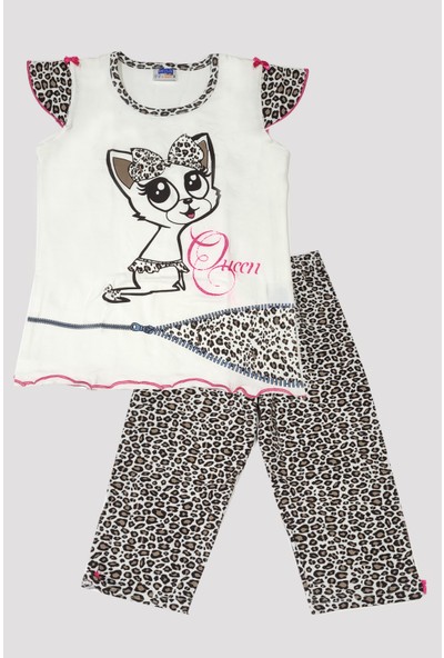 Kız Çocuk Leopar Desenli Pijama Takımı 6529
