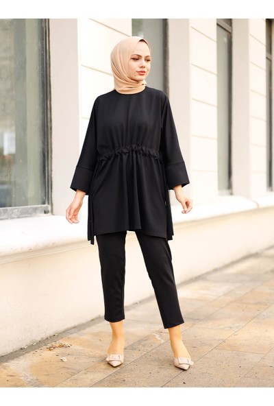 Bel Büzgülü Takım Siyah