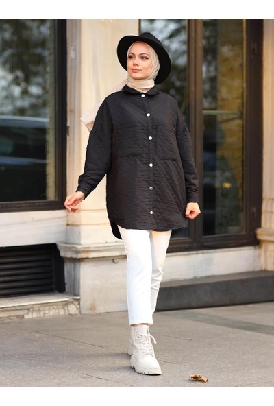 Kapitone Ceket Siyah