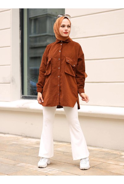 Fitilli Gömlek Ceket Kahve