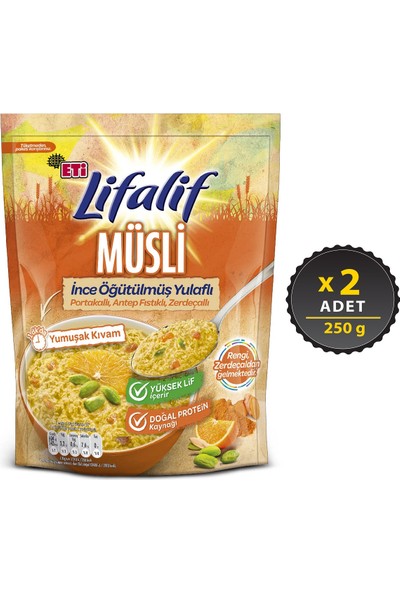 Eti Lifalif İnce Öğütülmüş Müsli Zerdeçallı 250 g x 2 Adet Eti Lifalif İnce Öğütülmüş Müsli Zerdeçallı 250 g x 2 Adet