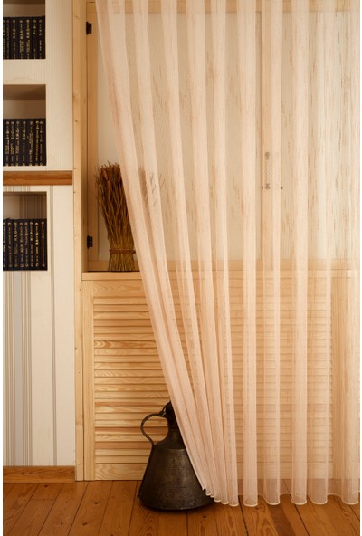 Massarelli Çizgili Şantuklu Keten Tül Buğday 1-2,5 Orta Sık Pile 350X260