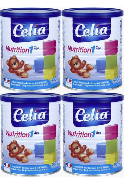Celia Nutrition No:1 400GR Bebek Sütü Doğumdan Itibaren (0-6 Ay) (4 Lü Set) Celia Nutrition No:1 400GR Bebek Sütü Doğumdan Itibaren (0-6 Ay) (4 Lü Set)