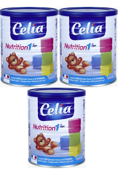 Celia Nutrition No:1 400GR Bebek Sütü Doğumdan Itibaren (0-6 Ay) (3 Lü Set) Celia Nutrition No:1 400GR Bebek Sütü Doğumdan Itibaren (0-6 Ay) (3 Lü Set)