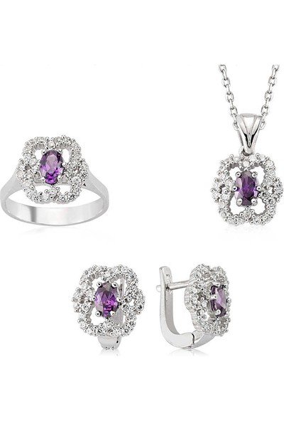 Noctis Gümüş Mor Taşlı Kadın Set Noctis Gümüş Mor Taşlı Kadın Set